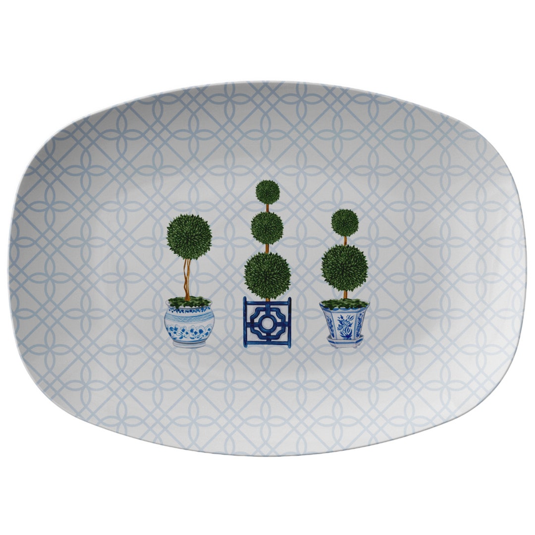 Topiary Tree Rustic Thermosāf® Entertaining Platter, Chinoiserie Blue ...
