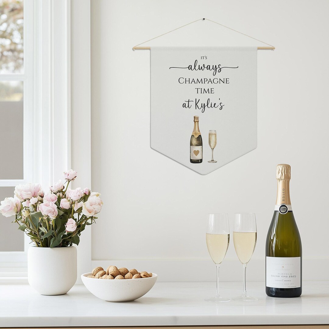 Personalized Champagne Time Banner, Custom Name Champagne Lover Sign ...