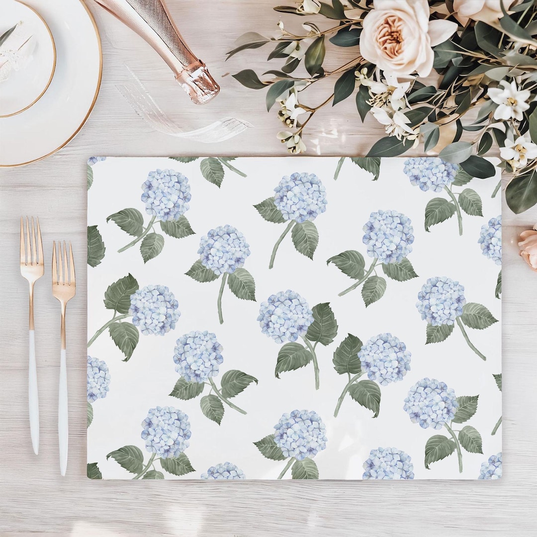 Hydrangea Flower Blue Placemat, Floral Placemat for Entertaining ...