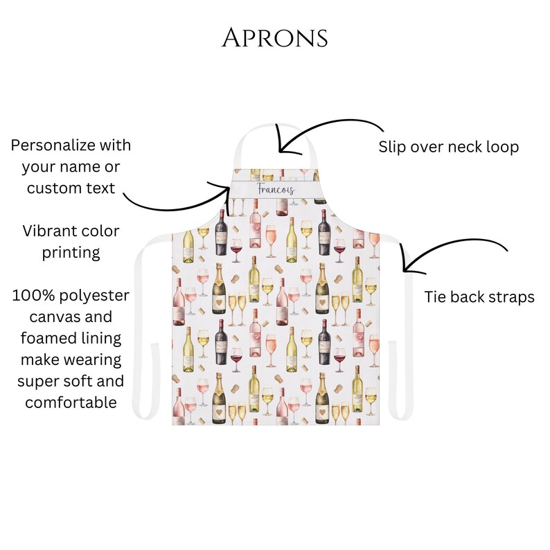 Personalized Wine Lovers Apron, Kitchen Apron Gift for Wine Lovers ...