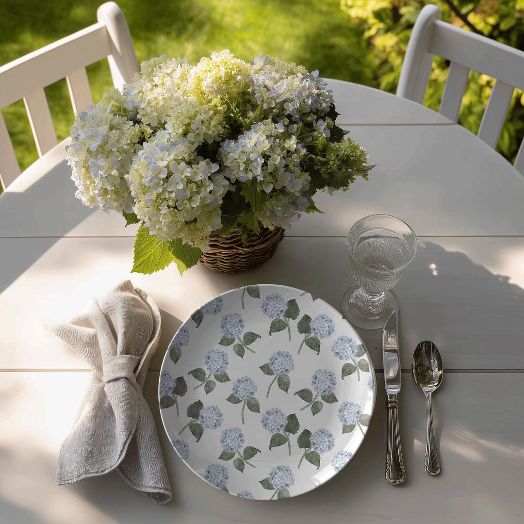 Hydrangea Bloom Blue Thermosāf® Dinner Plate, Blue Hydrangea Flower ...