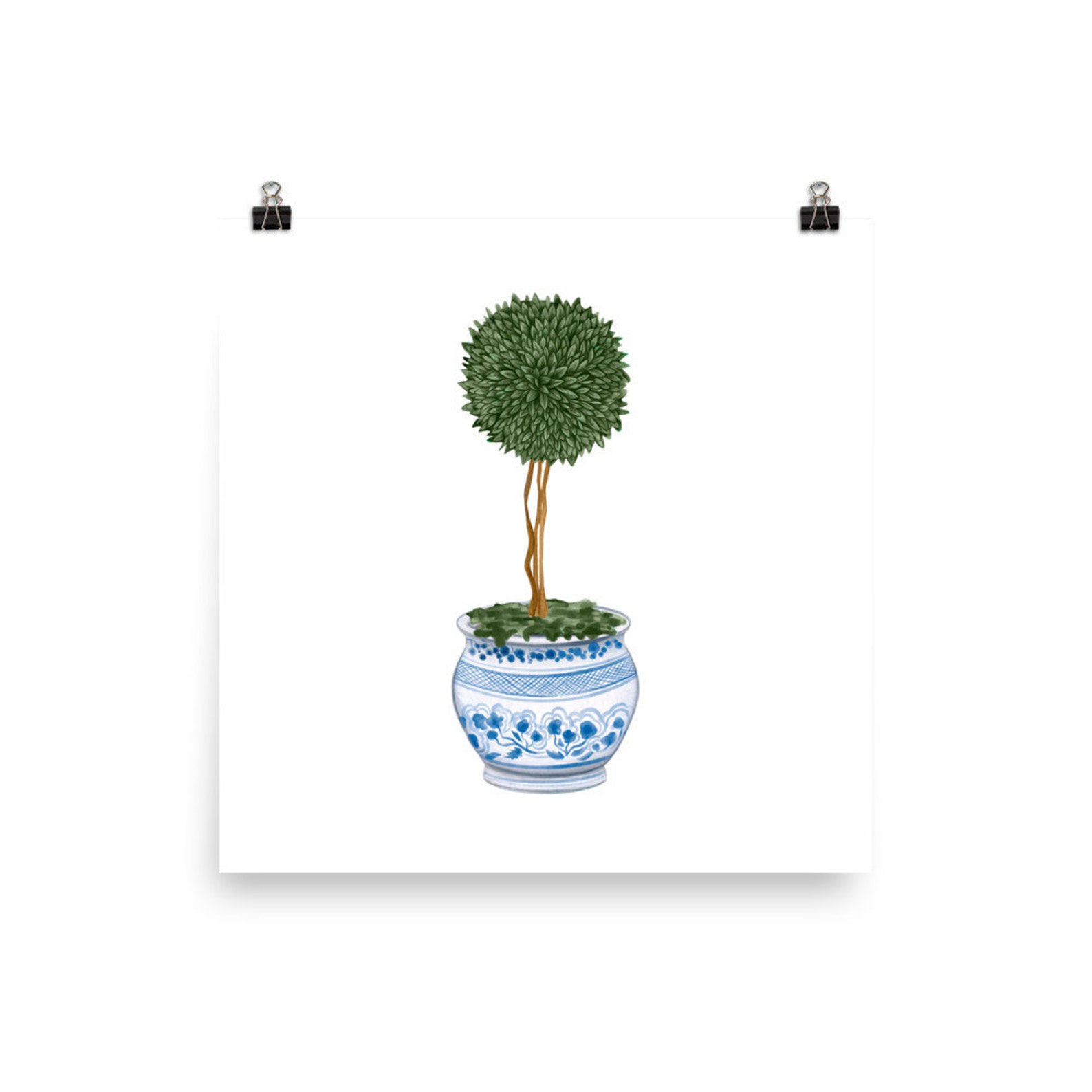Single Topiary Tree Chinoiserie Watercolor Art Print on - Etsy