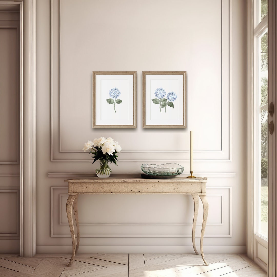 Blue Hydrangea Bloom Single Watercolor Art Print on Archival Paper ...