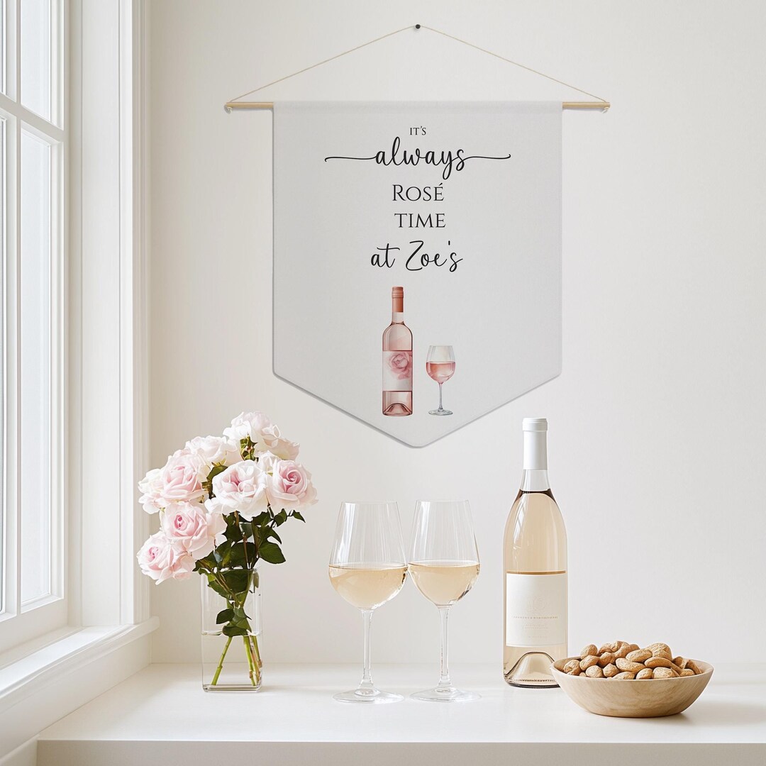 Personalized Rosé Time Banner, Custom Name Rose Lover Sign, Rosé ...