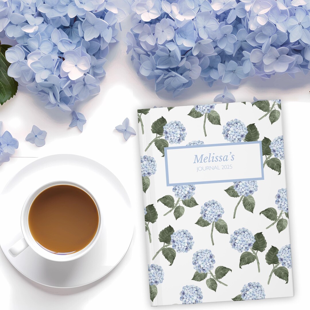 Hydrangea Flower Personalized Journal, Custom Name Hydrangea Hardcover ...