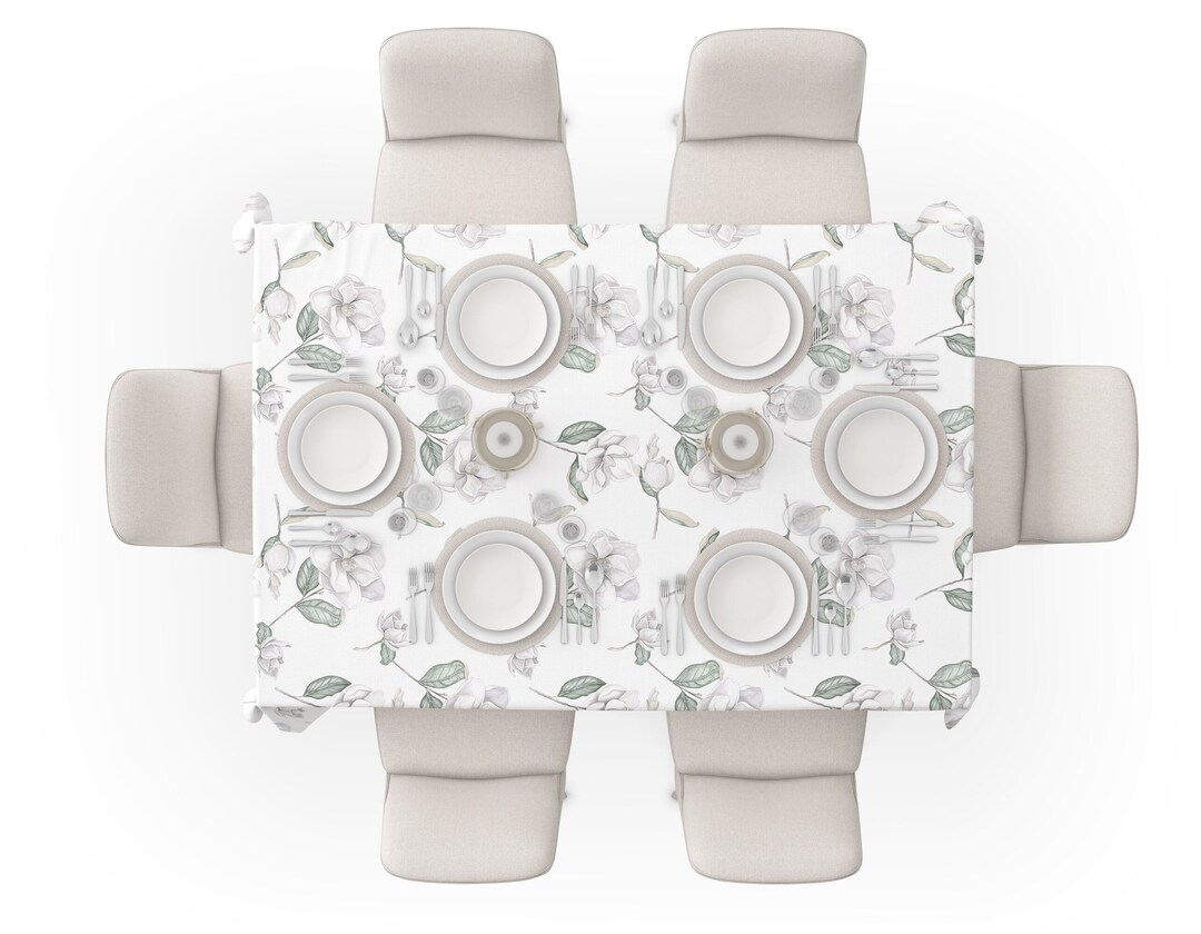 Magnolia Flower Farmhouse Tablecloth, Floral Table Cloth for ...
