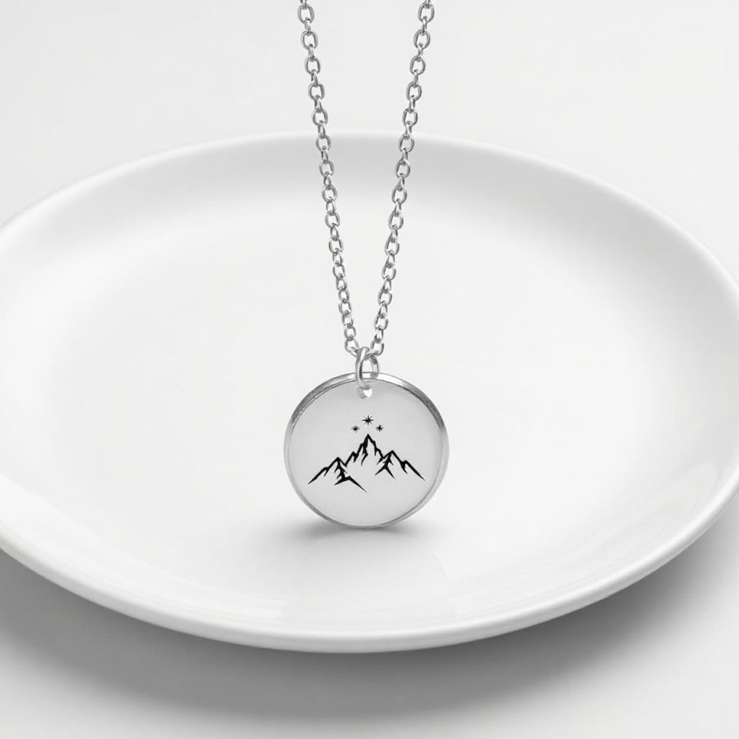 Nigh Court Mountain and Stars Engraved Coin Necklace - Etsy
