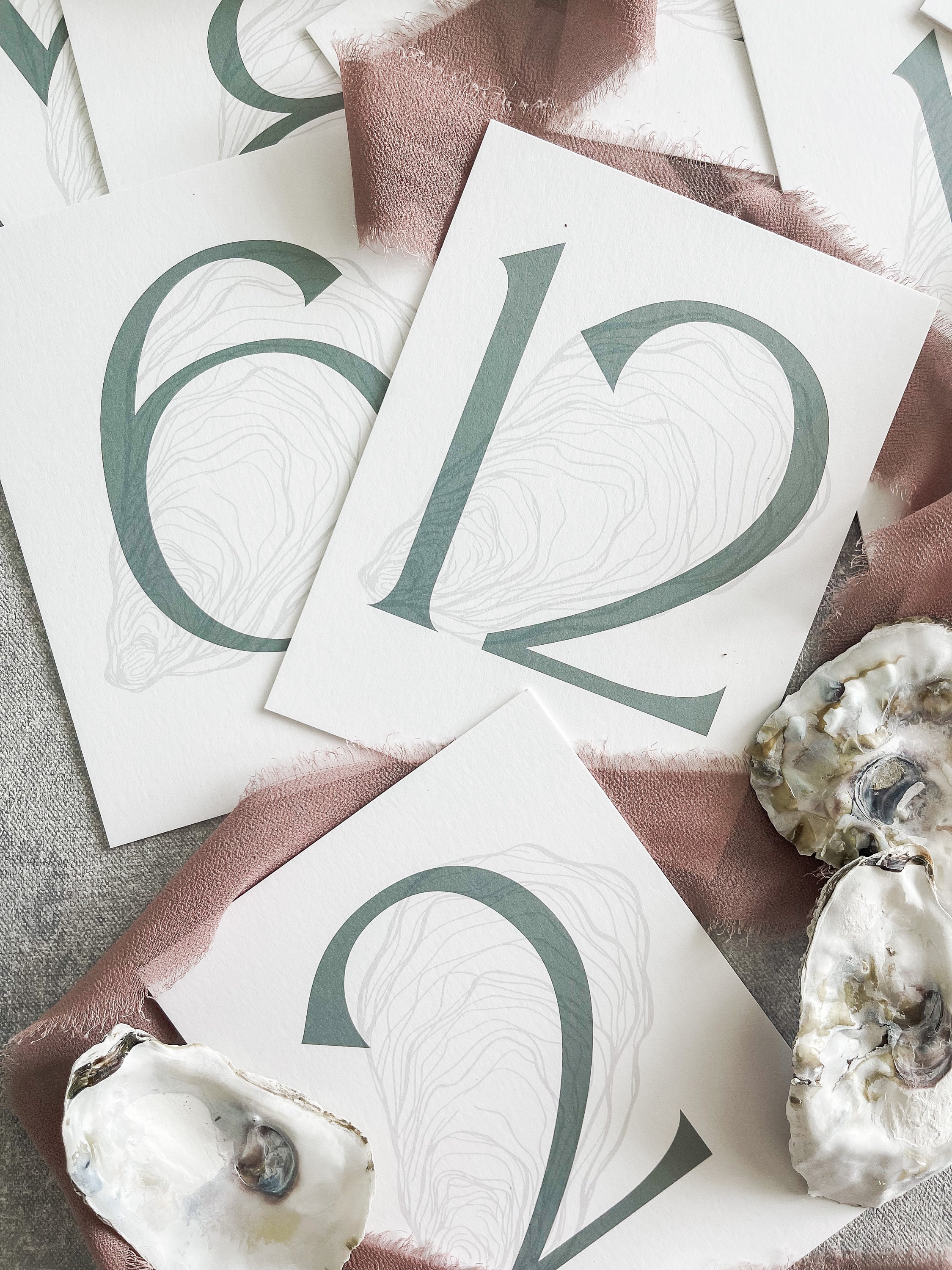 Wedding Table Numbers Paper Table Numbers Oyster Shell Stationery Hand ...