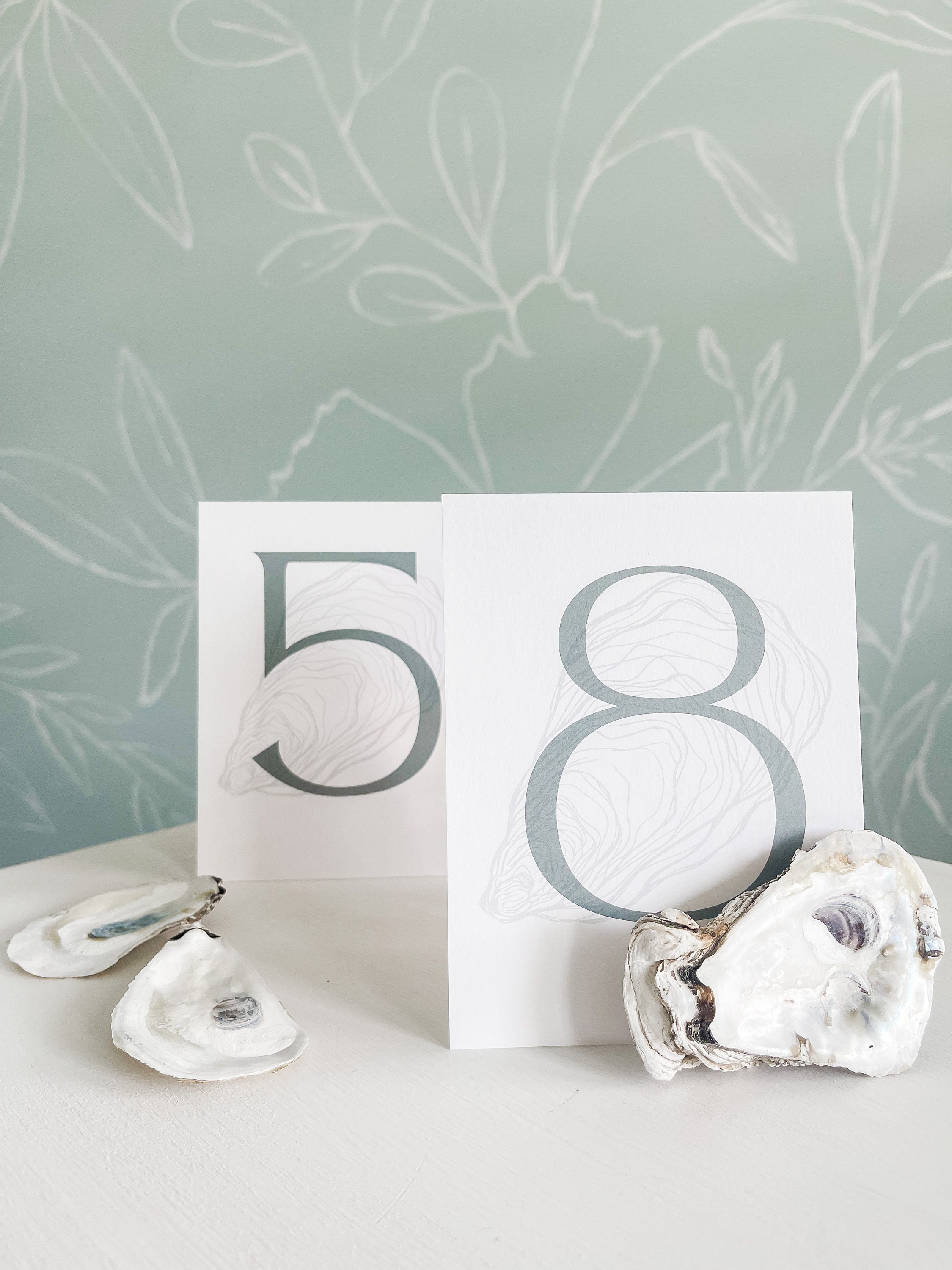 Wedding Table Numbers Paper Table Numbers Oyster Shell Stationery Hand ...