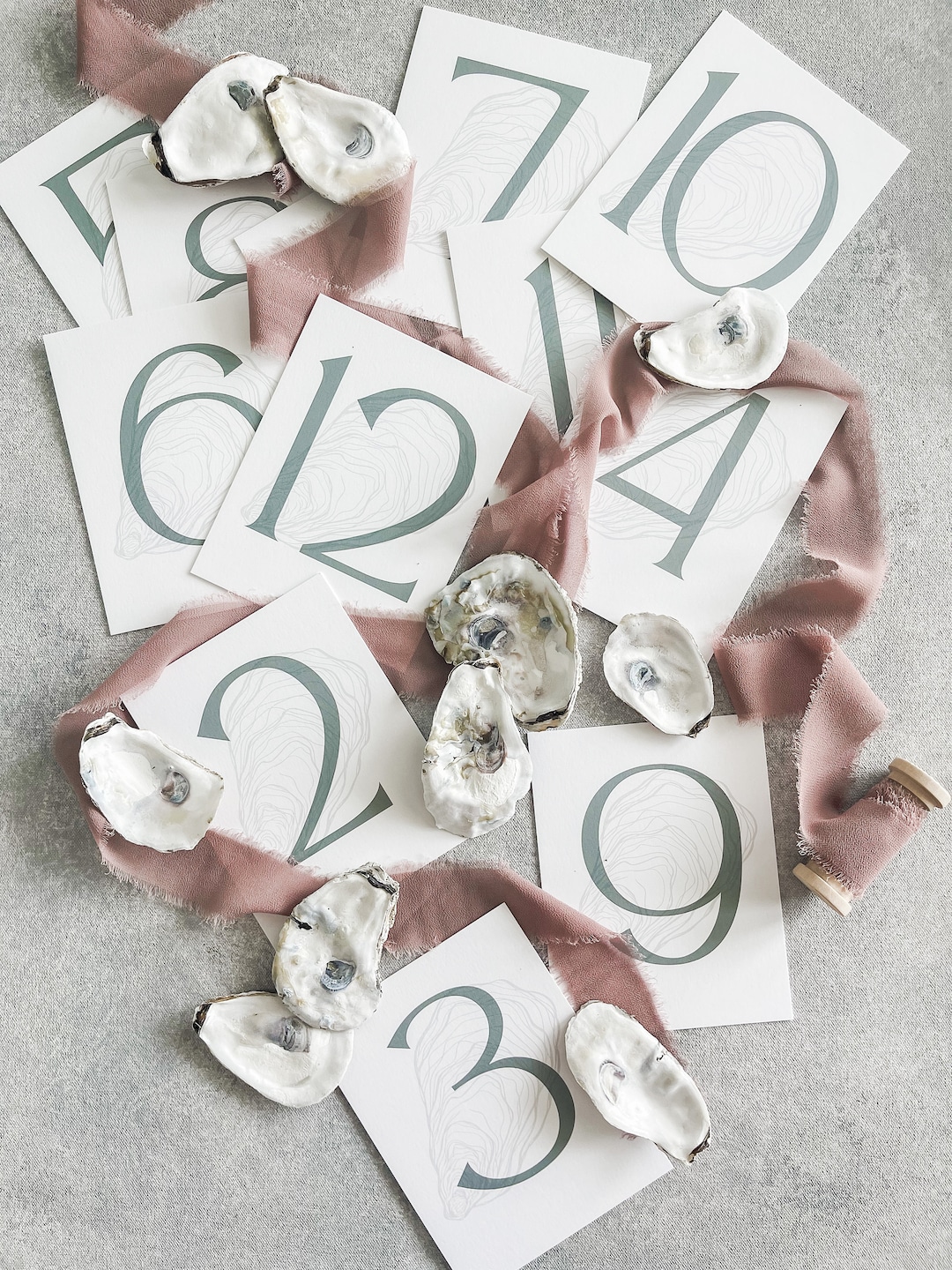 Wedding Table Numbers Paper Table Numbers Oyster Shell Stationery Hand ...
