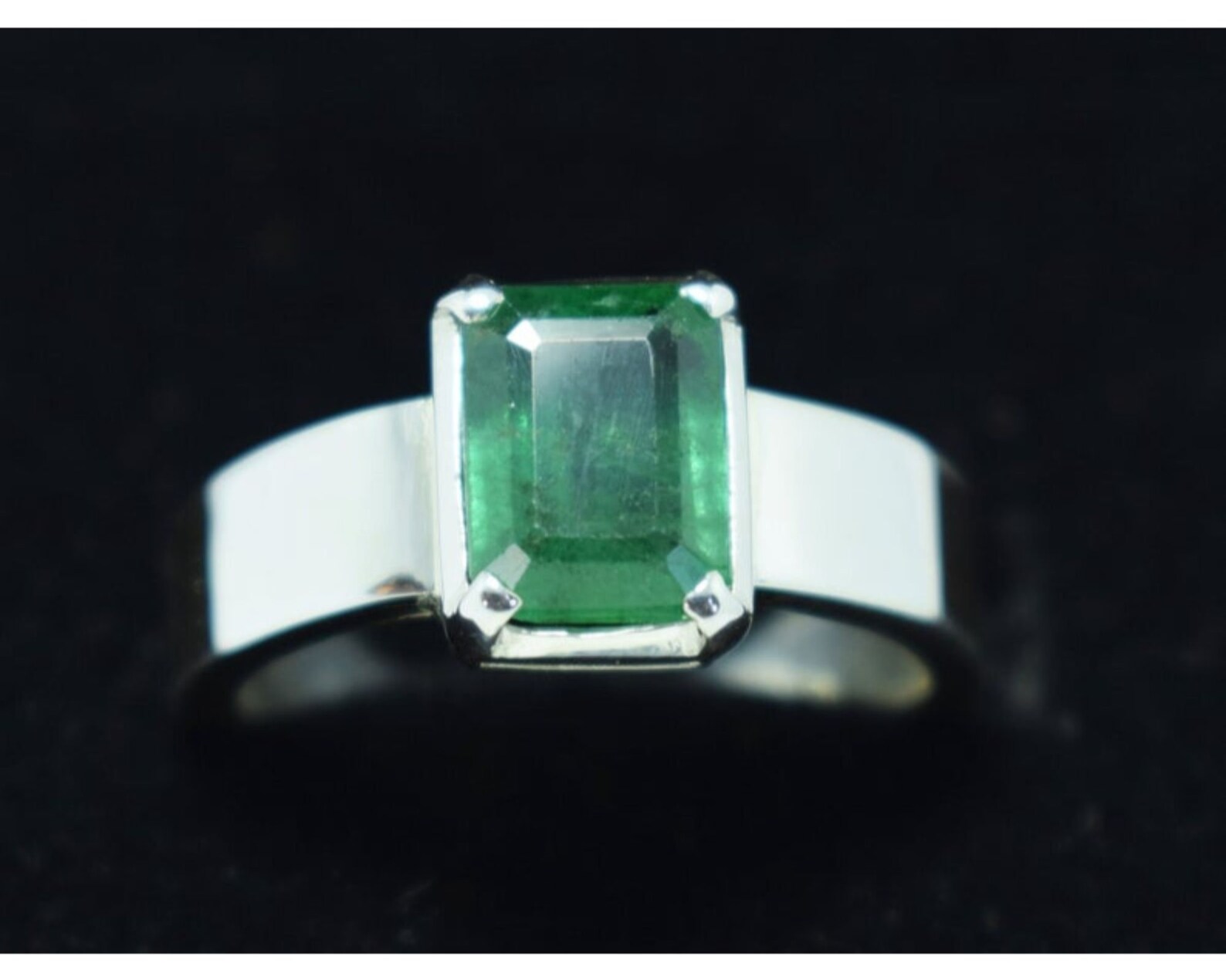 Natural Real Emerald Rings Rectangle Emerald Zambian, Emerald Ring 925 ...