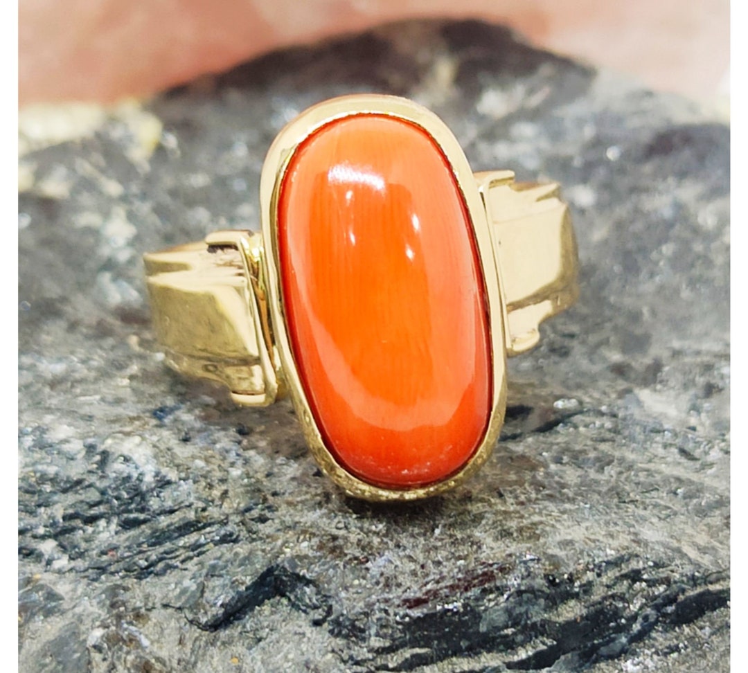 Certified Red Coral Ring: Panchdhatu Astrology Unisex Ring - Etsy