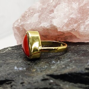 Handmade Triangle Red Coral Ring in Panchdhatu Alloy - Etsy