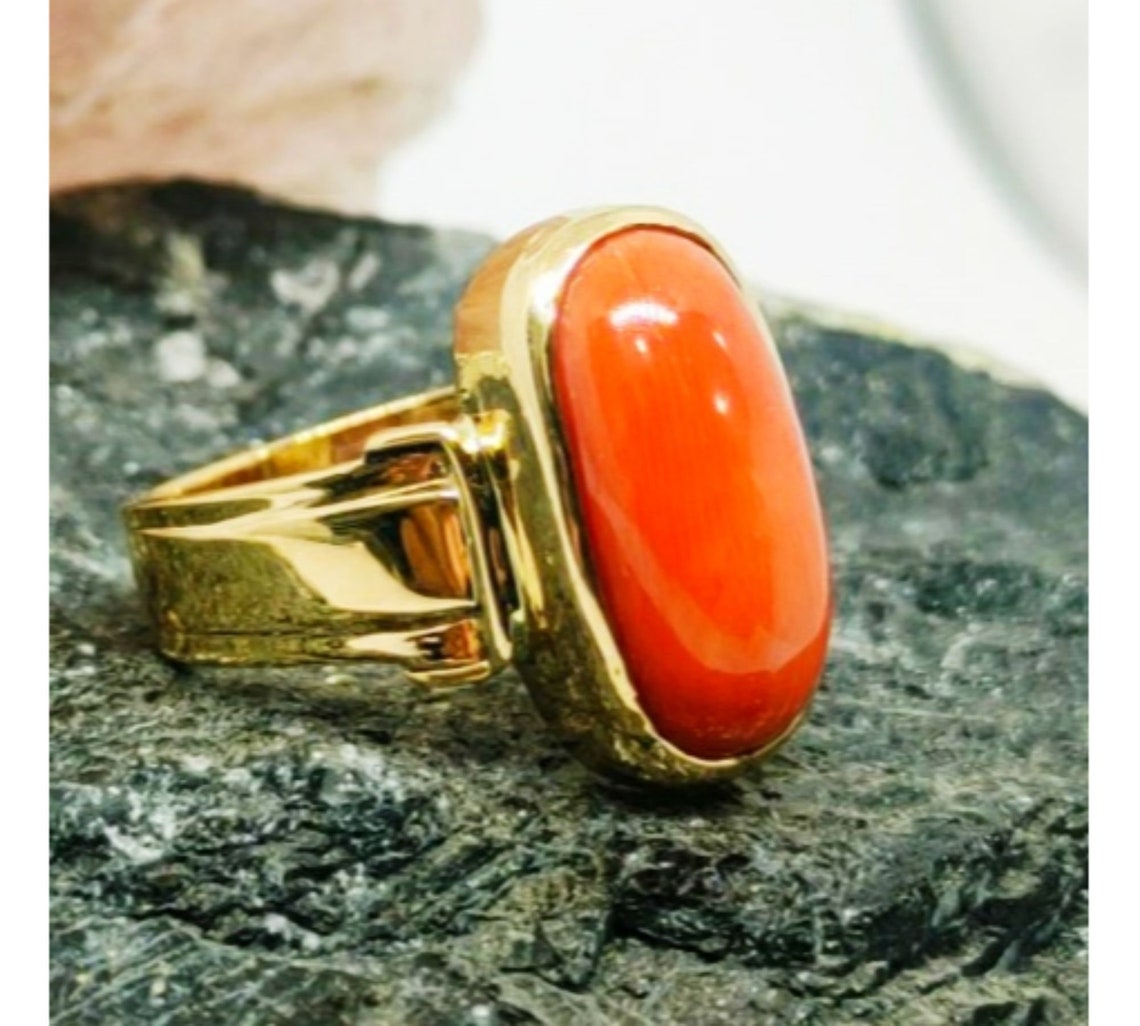 Natural Certified Coral moonga Ring 3.80 to 8.30 Carat With - Etsy