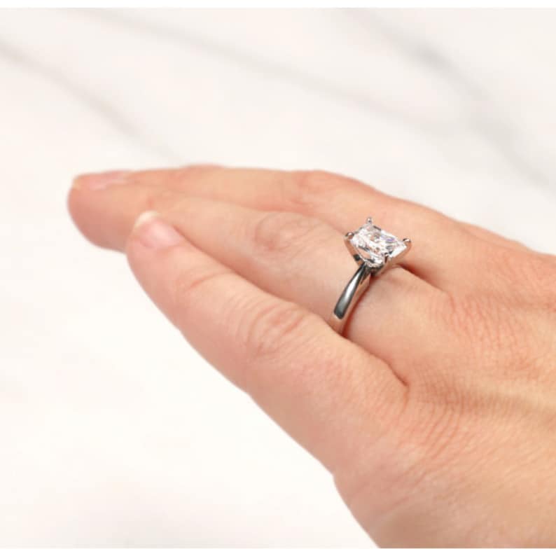 Tiffany Style Solitaire Radiant Cut Engagement Ring - Etsy UK