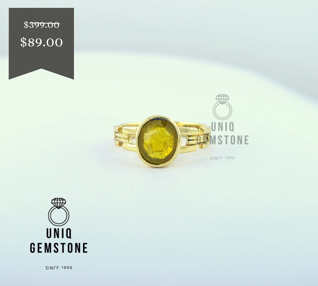 Natural Yellow Sapphire Panchdhatu Ring: Astrological Rashi Ratan - Etsy