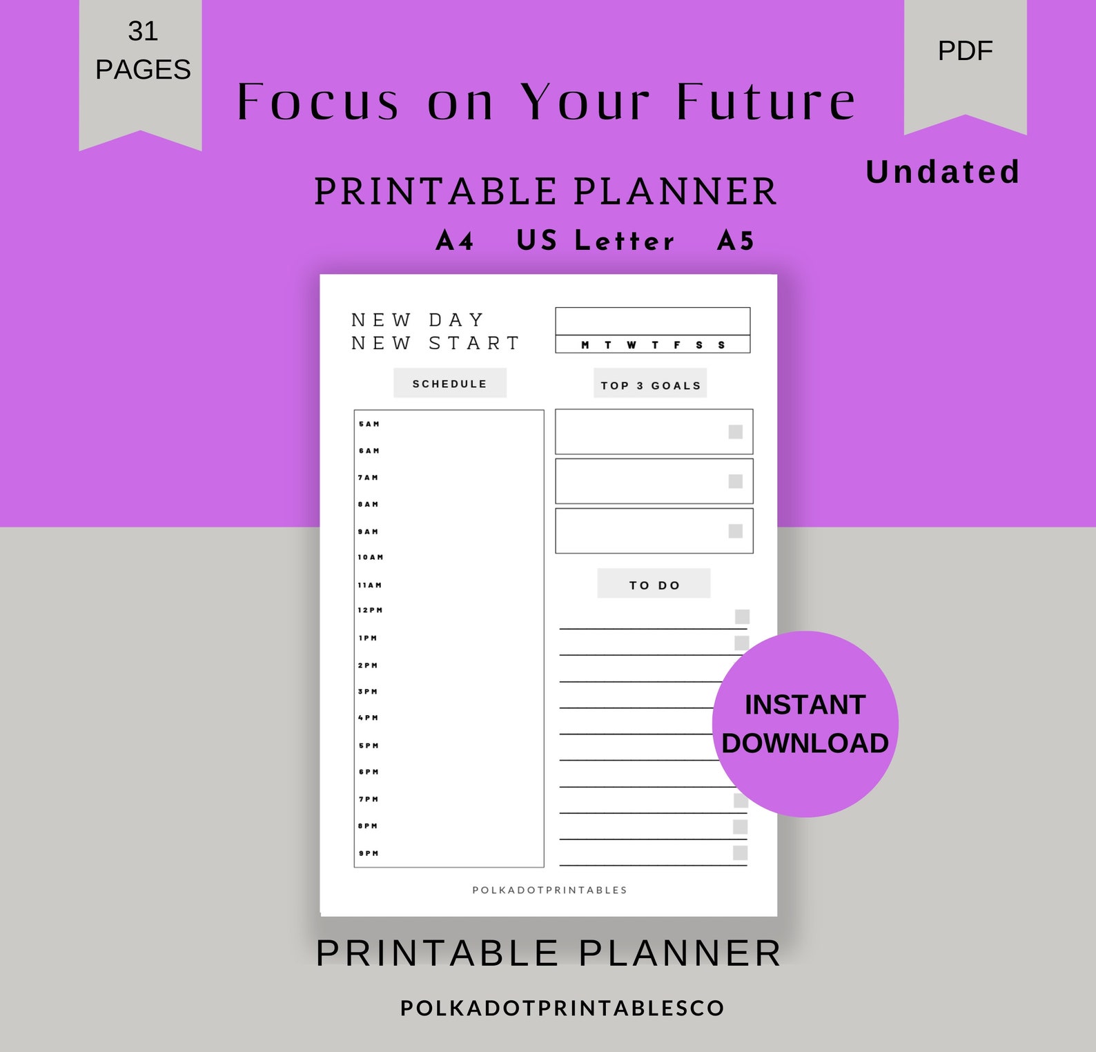 Printable Planner /focus on Your Future / Minimalist Style | Etsy