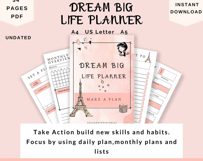 Printable Planner/dream Big / Goal Setting/ Life Goals/ to Do Lists ...