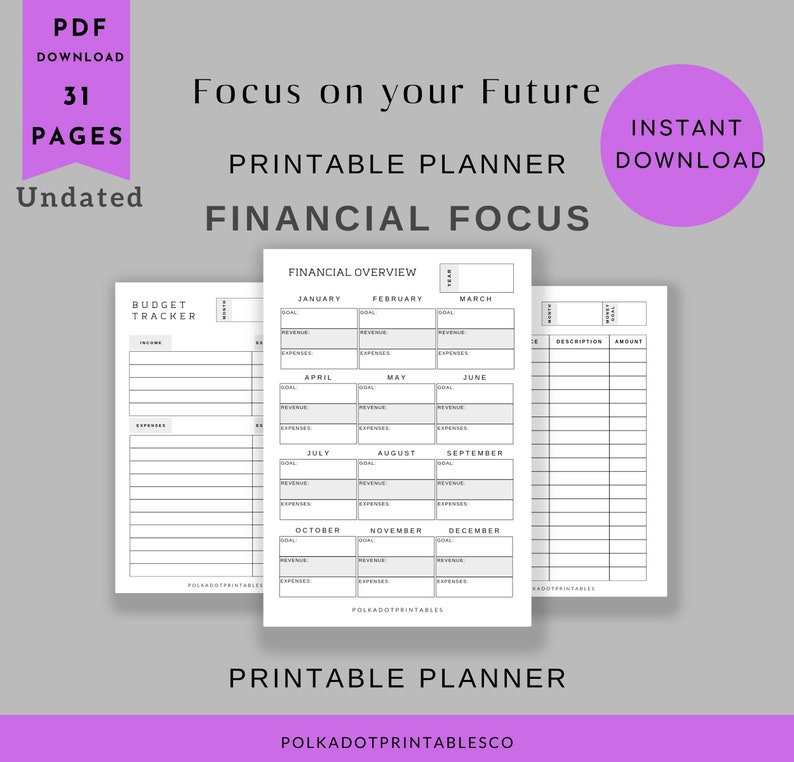 Printable Planner /focus on Your Future / Minimalist Style | Etsy