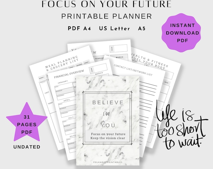 Printable Planner /focus on Your Future / Minimalist Style /new You ...
