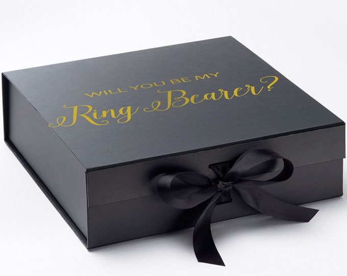 Luxury Will You Be My Ring Bearer Proposal Box Black Box W/ Bow No ...