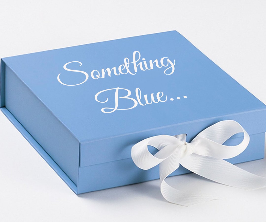 Something Blue... Personalized Light Blue Wedding Gift Box With White ...