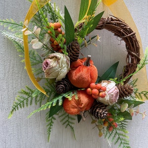 Mini Fall Pumpkin Wreath/ Cabinet Wreath/ Fall Grapevine Wreath ...