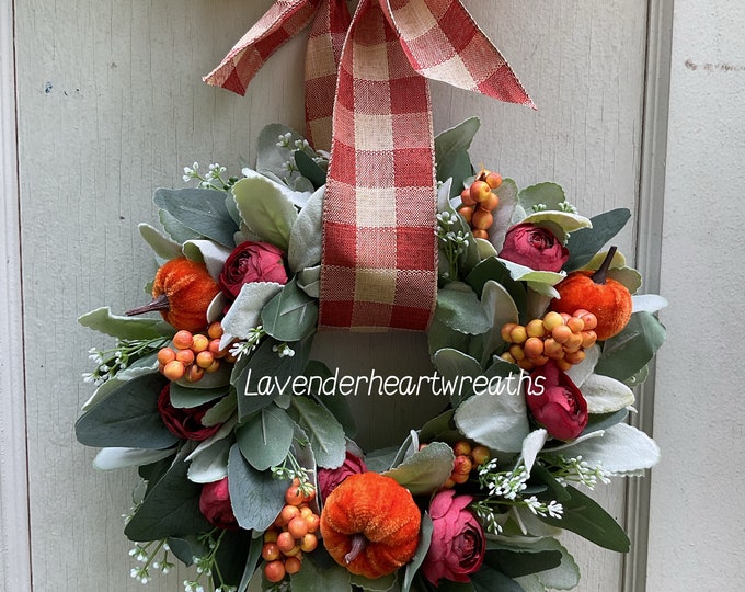 Small Fall Wreath/ Cabinet Wreath/ Pumpkins/ Harvest/ Home Decor ...