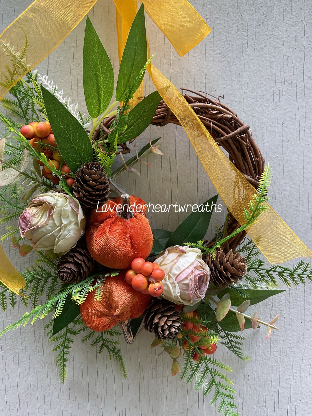 Mini Fall Pumpkin Wreath/ Cabinet Wreath/ Fall Grapevine Wreath ...