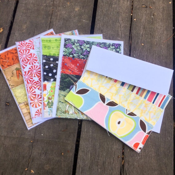 Notecard Blank Handmade Stitched Fabric Greeting Card - Etsy