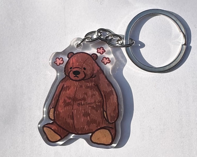 Bear Keychain Animal Key Fob Genuine Leather Bag Charm Novelty Keyring ...