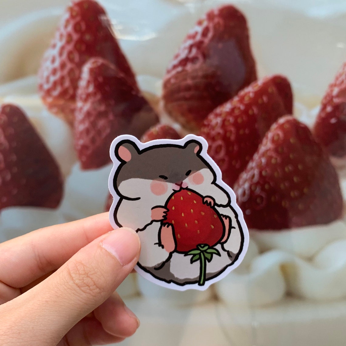 Cute Hamster Eating Strawberry Sticker / Pet Hamster / Rodent - Etsy