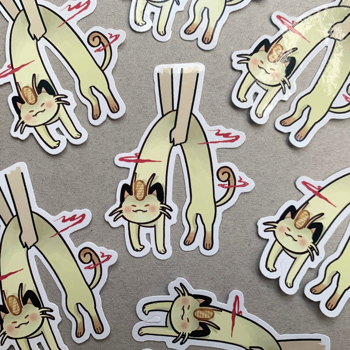 Gigantamax meowth sticker / liquid cat sticker / lucky cat / | Etsy