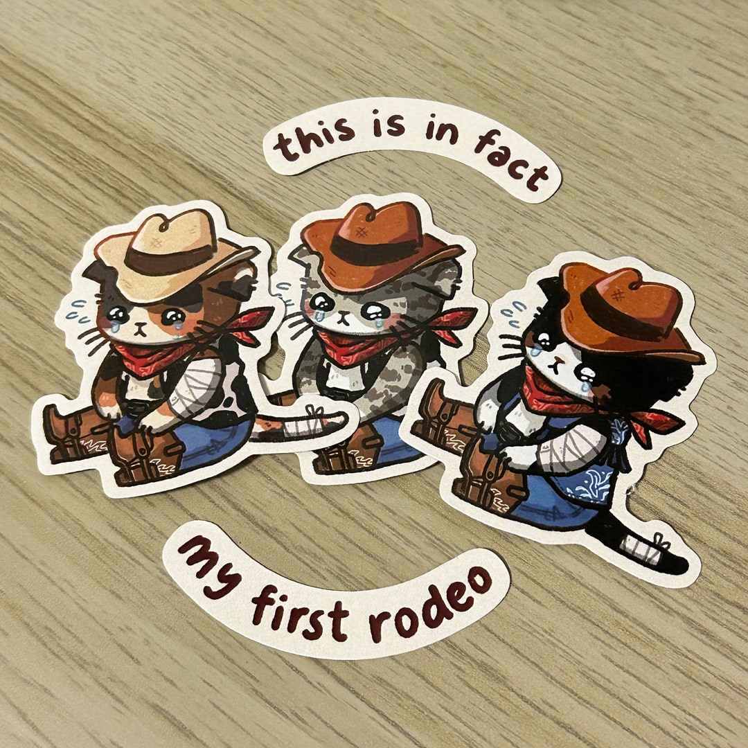 This is in Fact My First Rodeo Cowboy Cat Sticker - Etsy