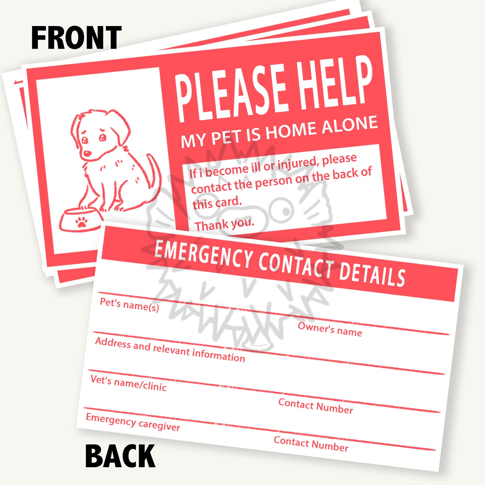 Emergency Contact Card for Pet Owners - Etsy