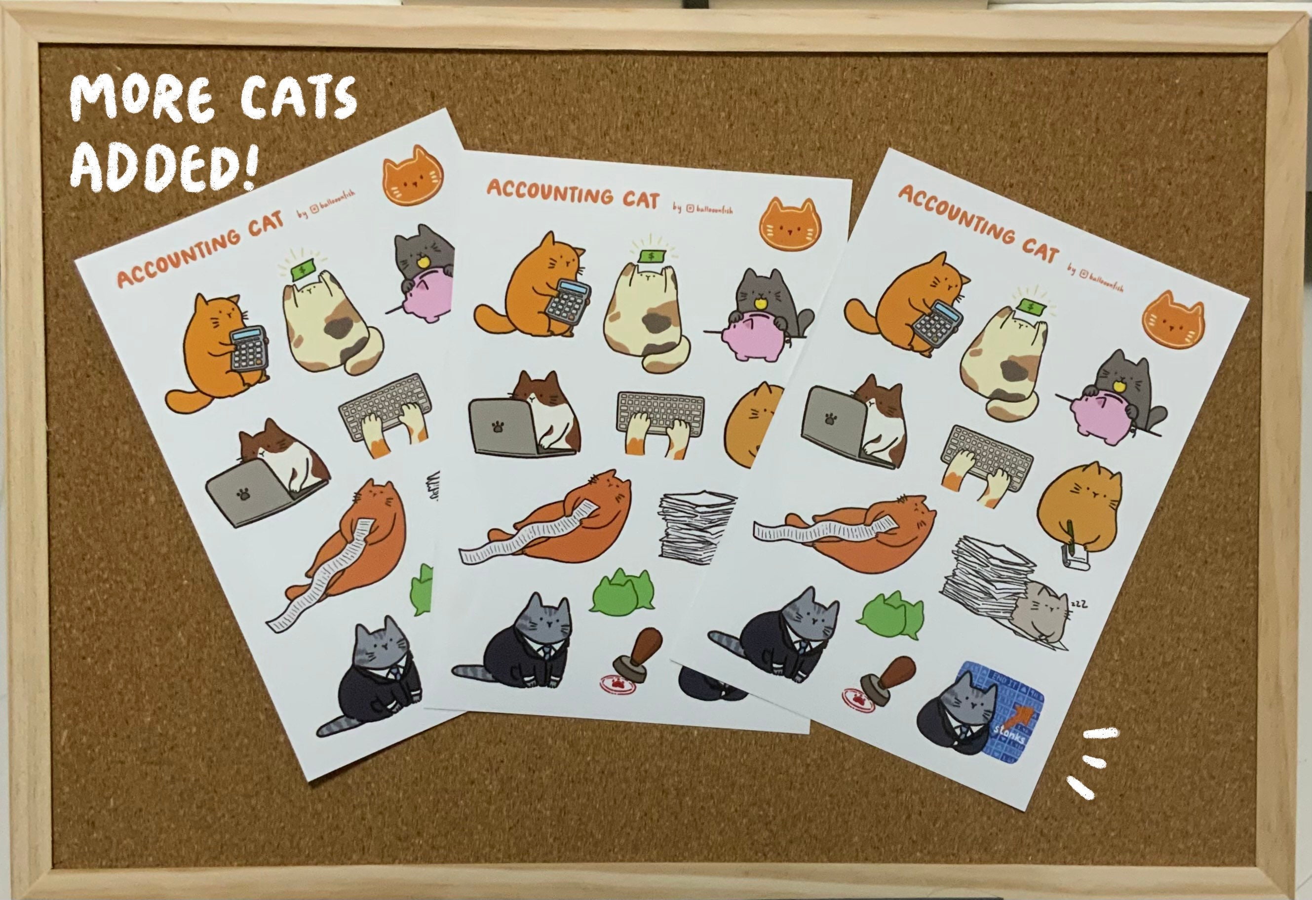 Accounting Cat Sticker Pack - Etsy