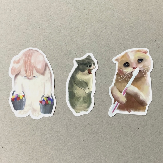 Sad Cat Meme Sticker Set - Etsy