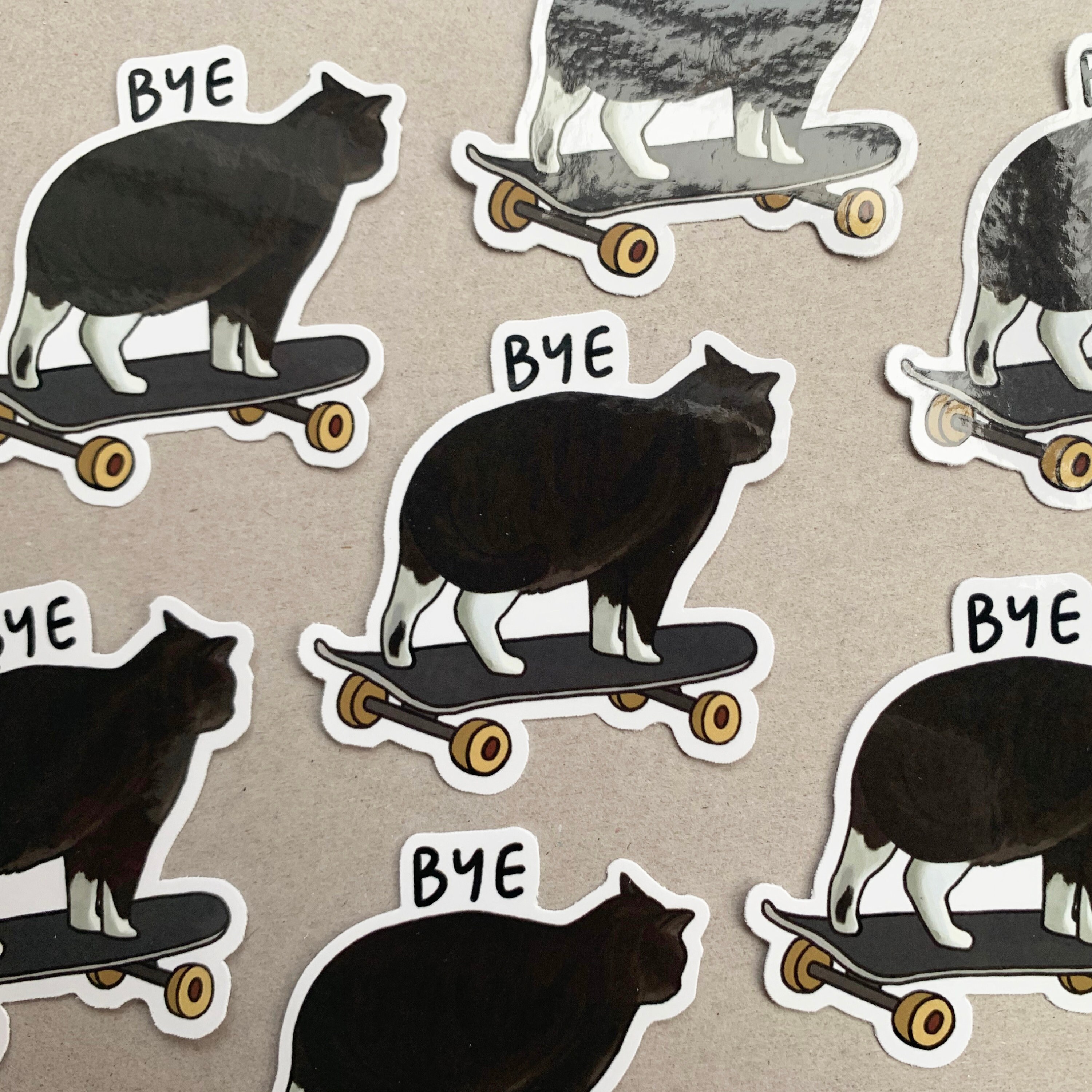 Skateboard cat meme sticker | Etsy
