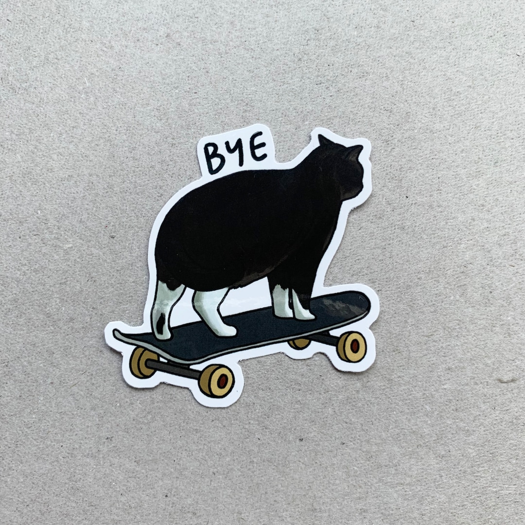 Skateboard Cat Meme Sticker - Etsy