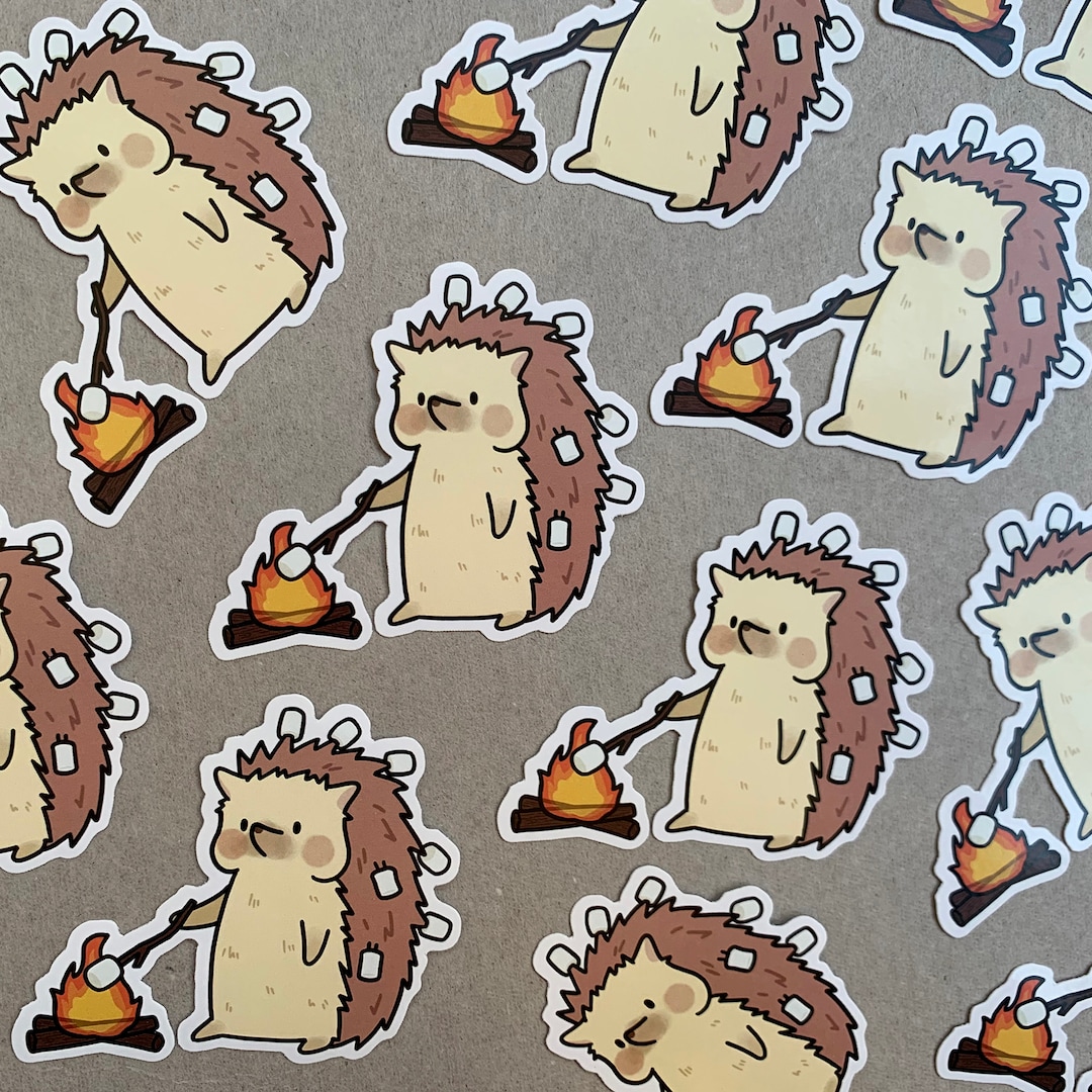 Cute Hedgehog Roasting Marshmallows Sticker - Etsy