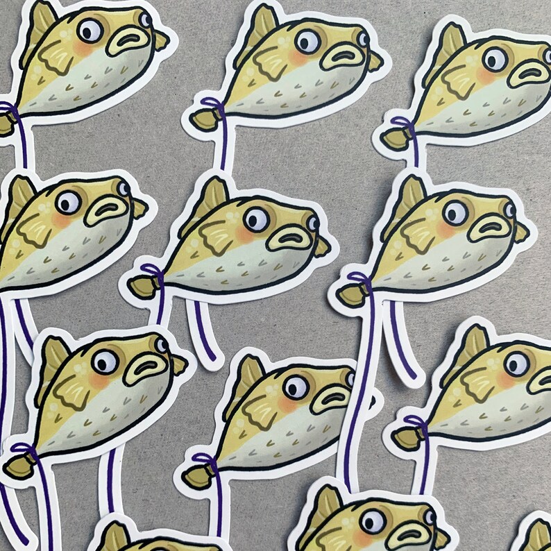 Cartoon Pufferfish Sticker Set – Glossy Balloon Fish Decals - Etsy