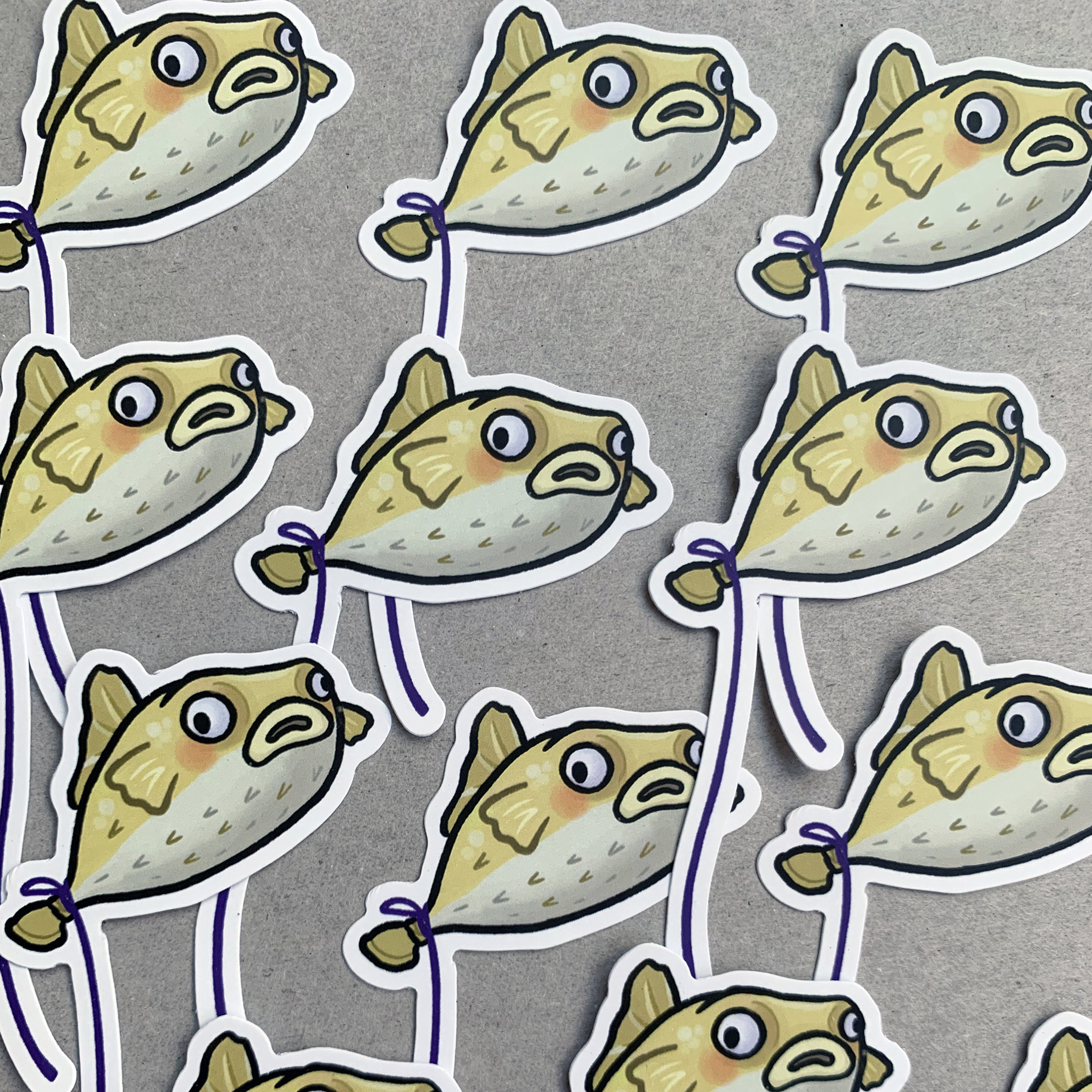 Cartoon Pufferfish Sticker Set – Glossy Balloon Fish Decals - Etsy