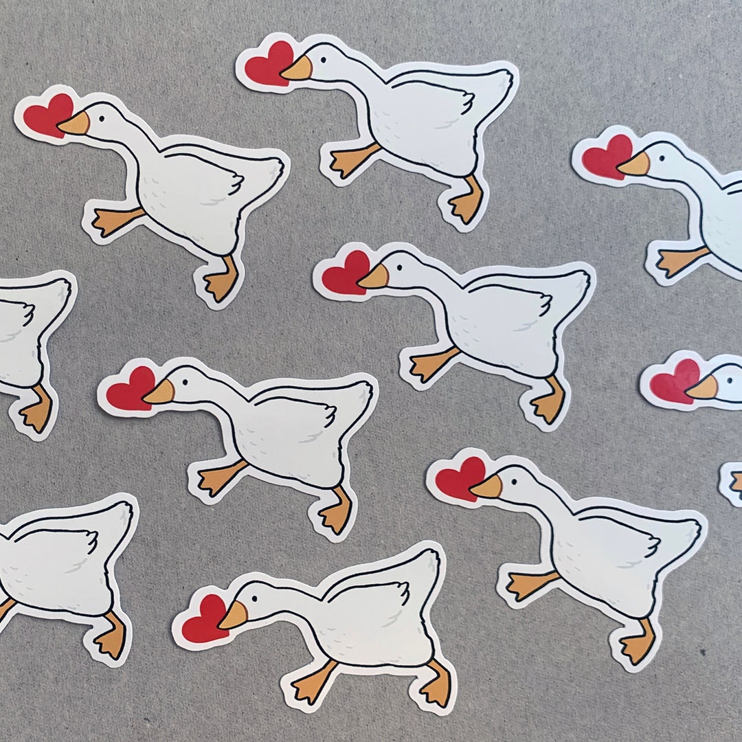 Goose Stealing Heart Sticker / Love / Valentines - Etsy
