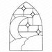 Moon and Stars Gothic Arch Glass Pattern - Etsy