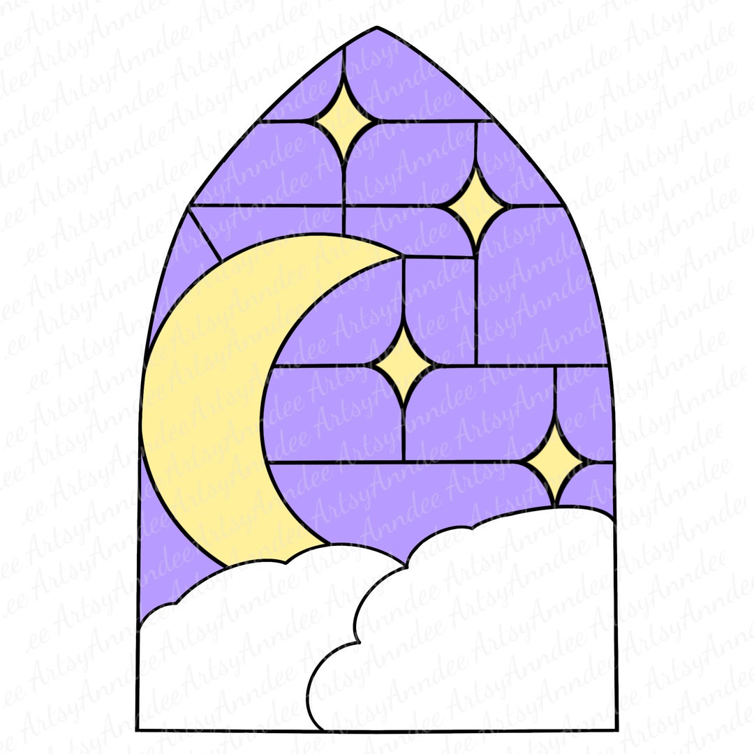 Moon and Stars Gothic Arch Glass Pattern - Etsy