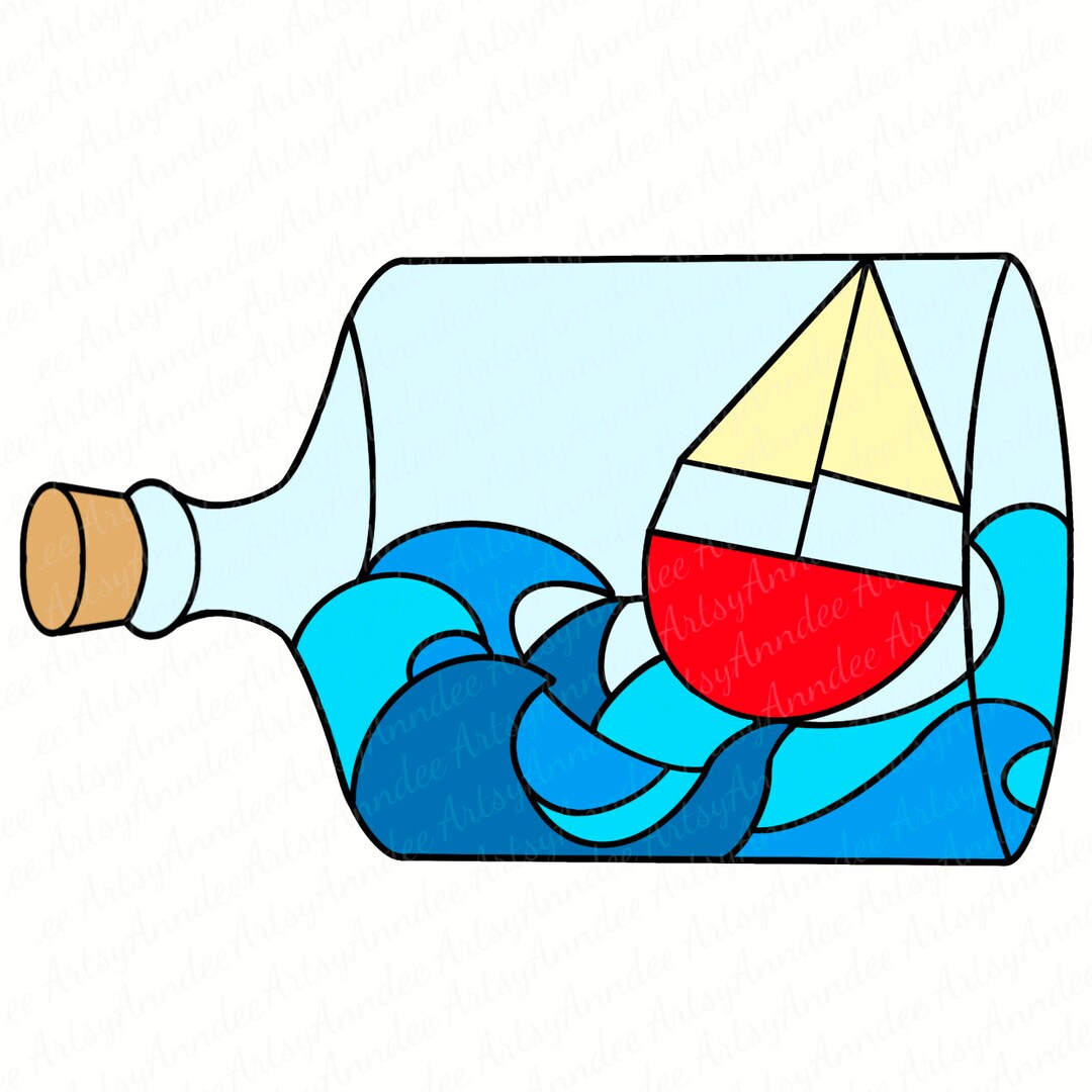 Ship in a Bottle Stained Glass Pattern - Etsy