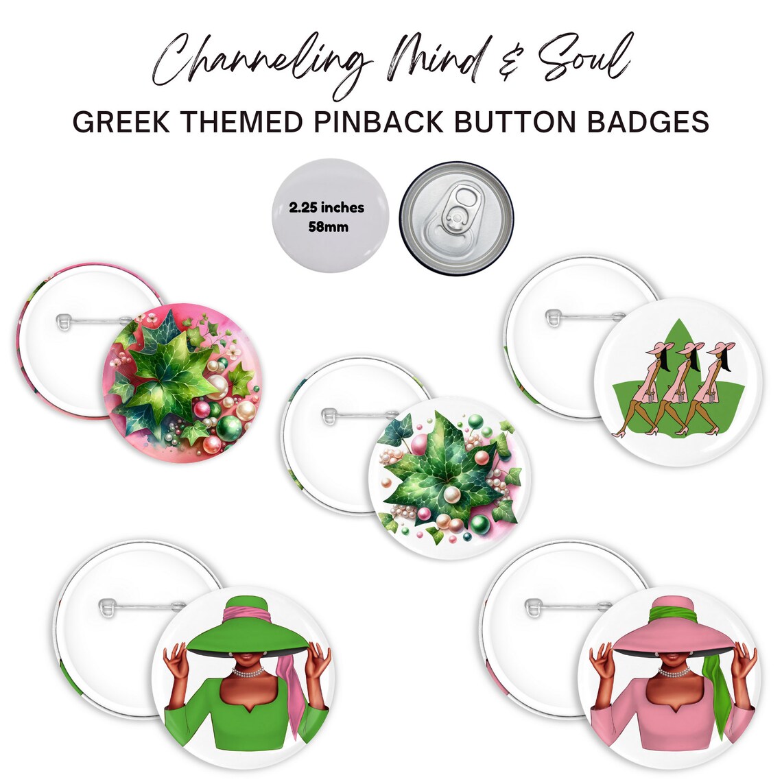 Pink and Greek Sorority Badge | Sorority Merch | Soror Pin | 2.25 ...