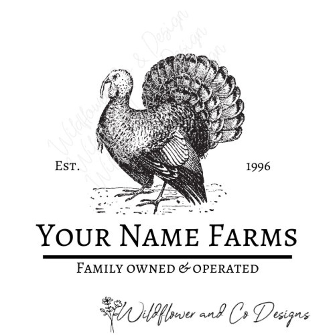 Editable Turkey Logo, Farm, Farming, Homestead, Customizable Template ...