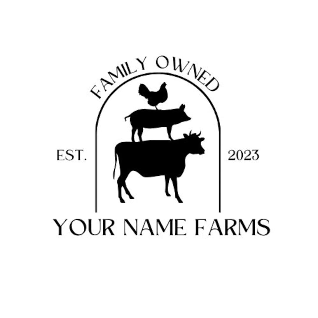 Editable Cow Pig & Chicken Logo, Farm, Farming, Beef, Dairy, Hay ...