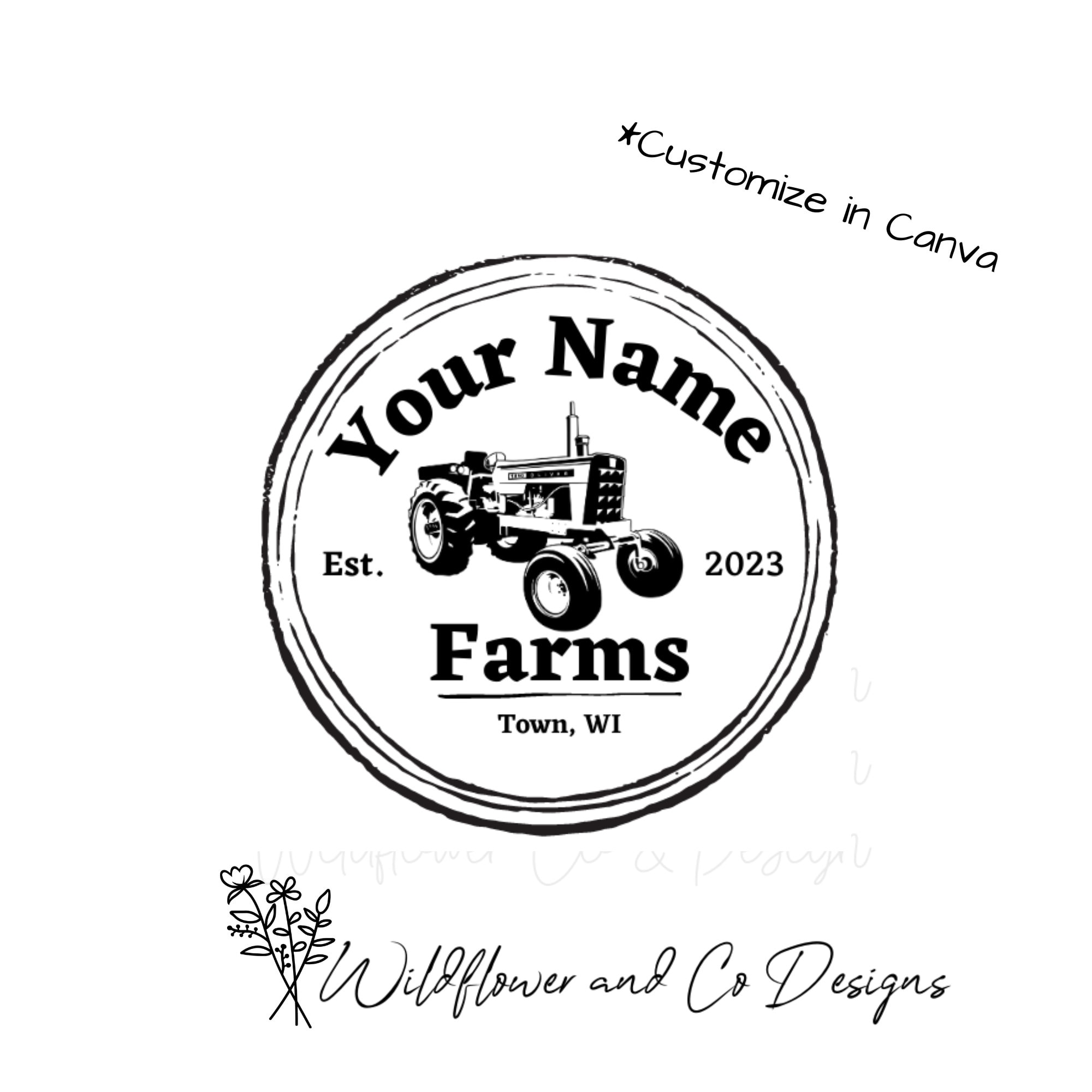 Editable Tractor Farm Logo, Tractor, Farm, Farming, Beef, Dairy, Hay ...
